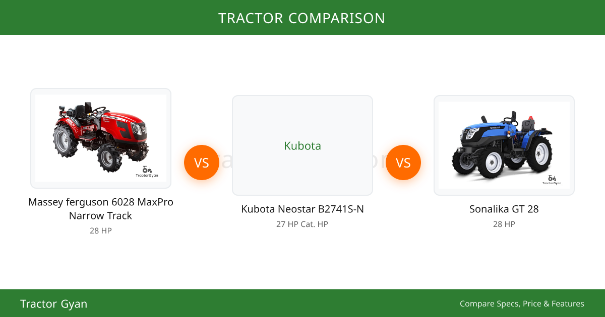 Massey ferguson 6028 MaxPro Narrow Track vs Kubota Neostar B2741S-N ...